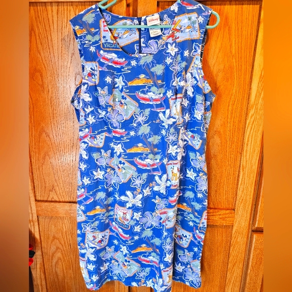 Disney | Dresses | Disney Hawaiian Dress Mickey Minnie Goofy Pluto And ...
